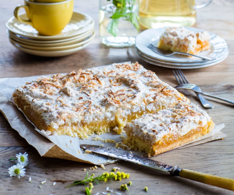 Lemon and coconut Louise slice - Nadia Lim