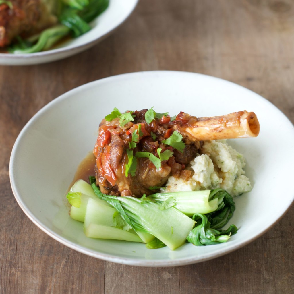 Asian-Style Lamb Shanks with Cauliflower Puree and Greens - Nadia Lim