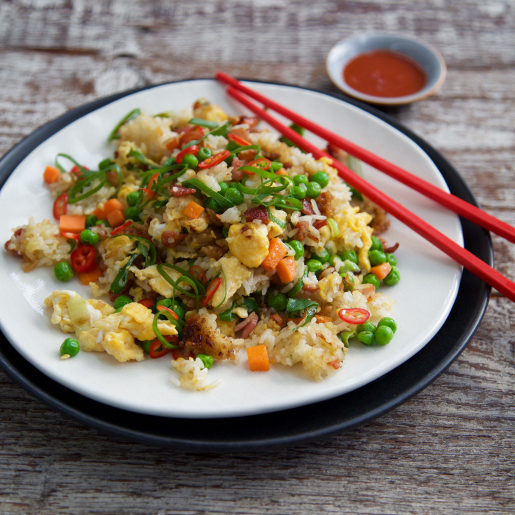 Bacon, egg and pea fried rice - Nadia Lim