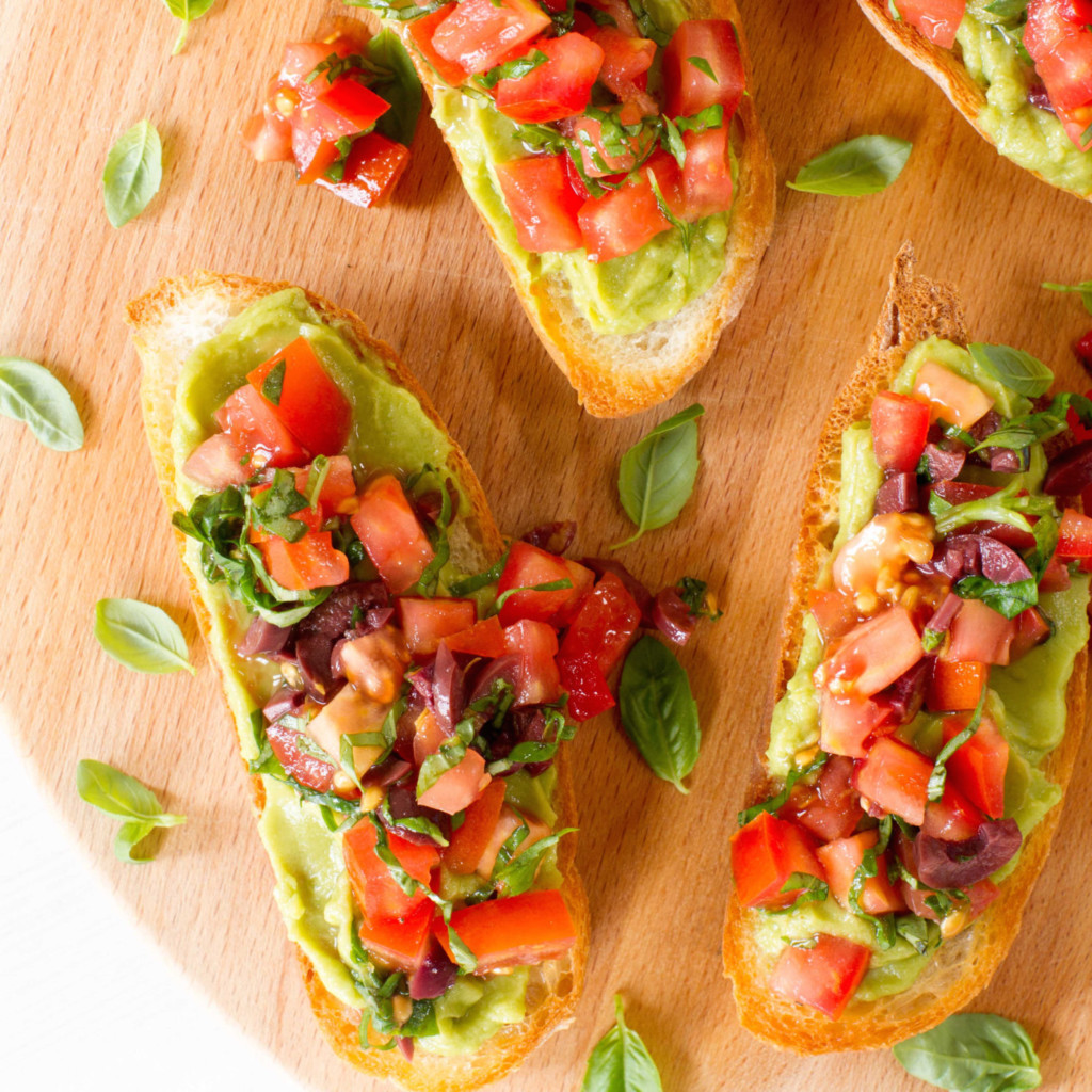 Avocado, Tomato, Olive and Basil Bruschetta - Nadia Lim